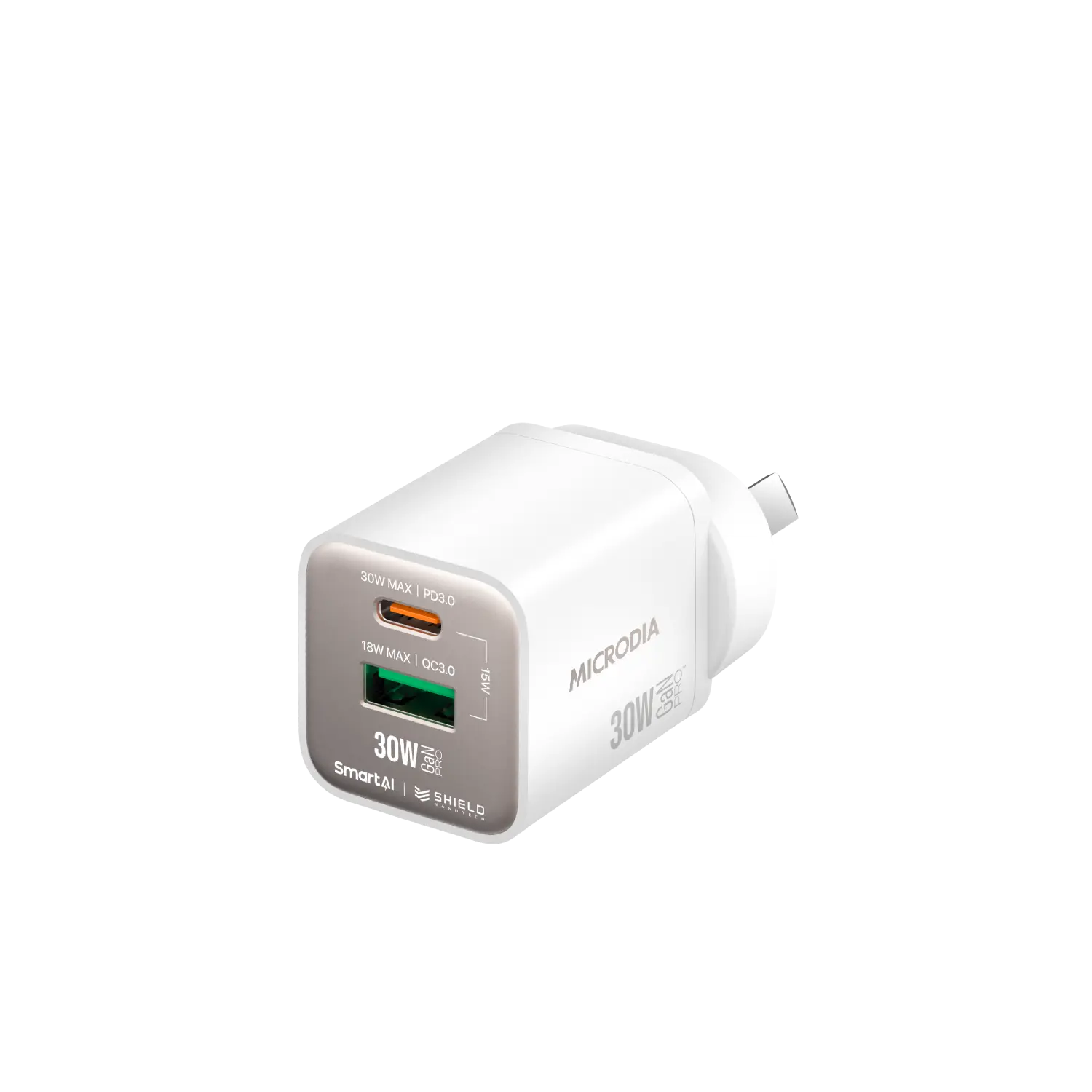 MICRODIA SMARTCube™ Nano 30W GaN Pro Wall Charger, Dual-Port - White – Actiontech